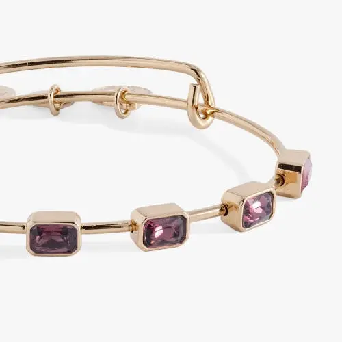 ALEX AND ANI Emerald Cut Bangle With Amethyst Crystals - Gold 
